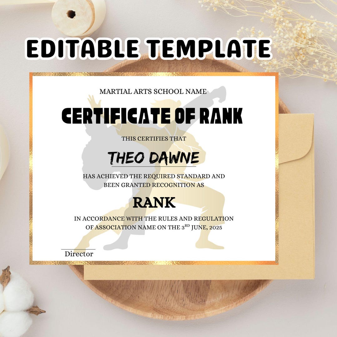 Editable Certificate of Rank Template: Unique Design (digital Download ...