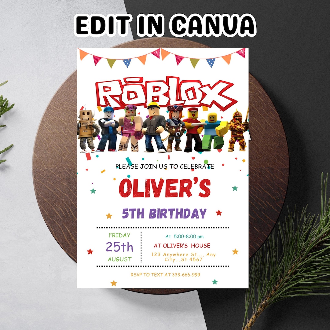 Roblox Invitation, Roblox Invite, Game Party, Roblox Boys Birthday ...