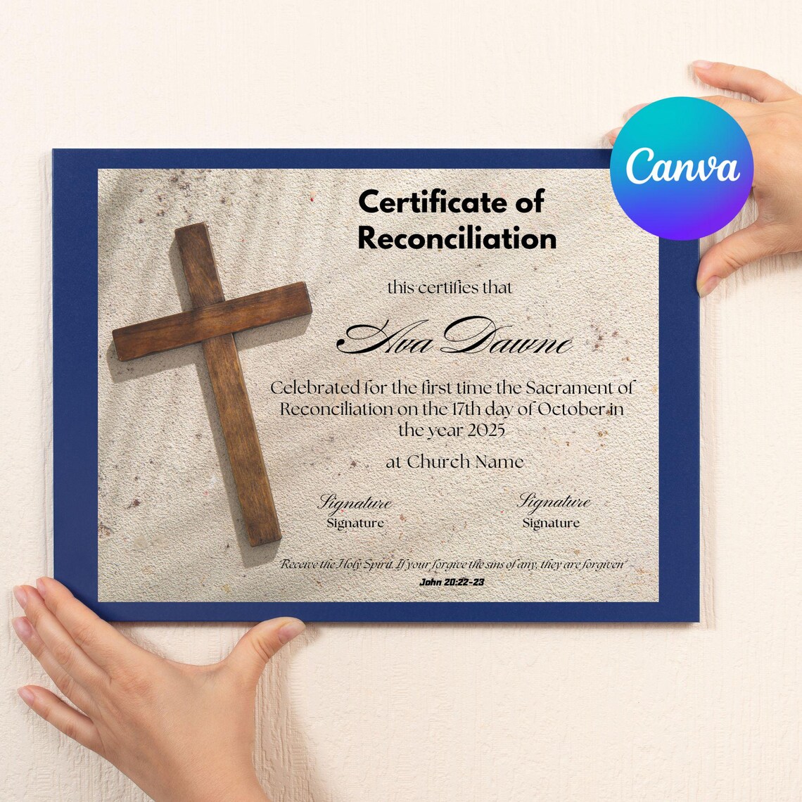 Editable First Reconciliation Certificate Template: Catholic Printable ...