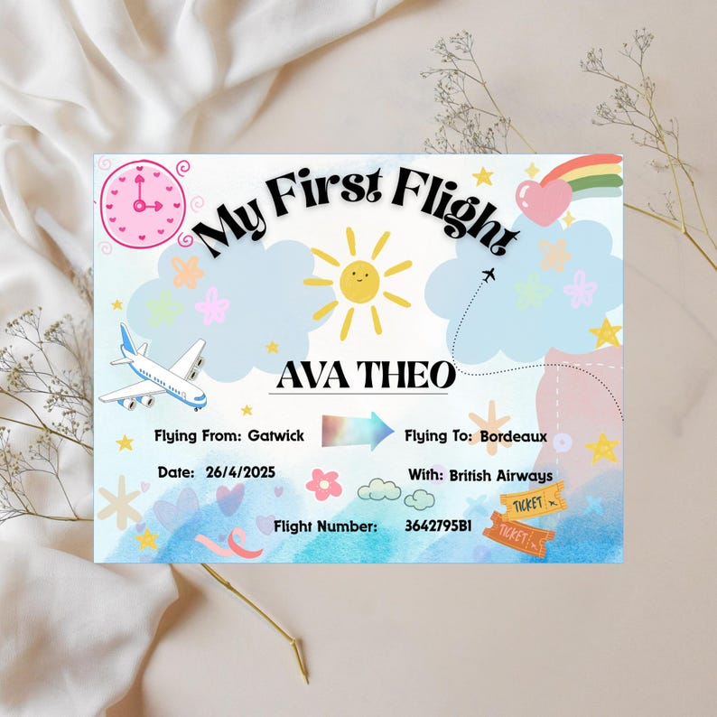 Editable First Flight Certificate: Kids Keepsake Award (digital ...
