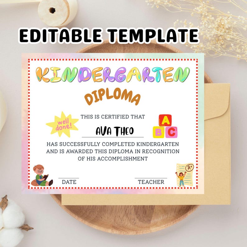 Editable Kindergarten Graduation Certificate, Kindergarten Graduation ...