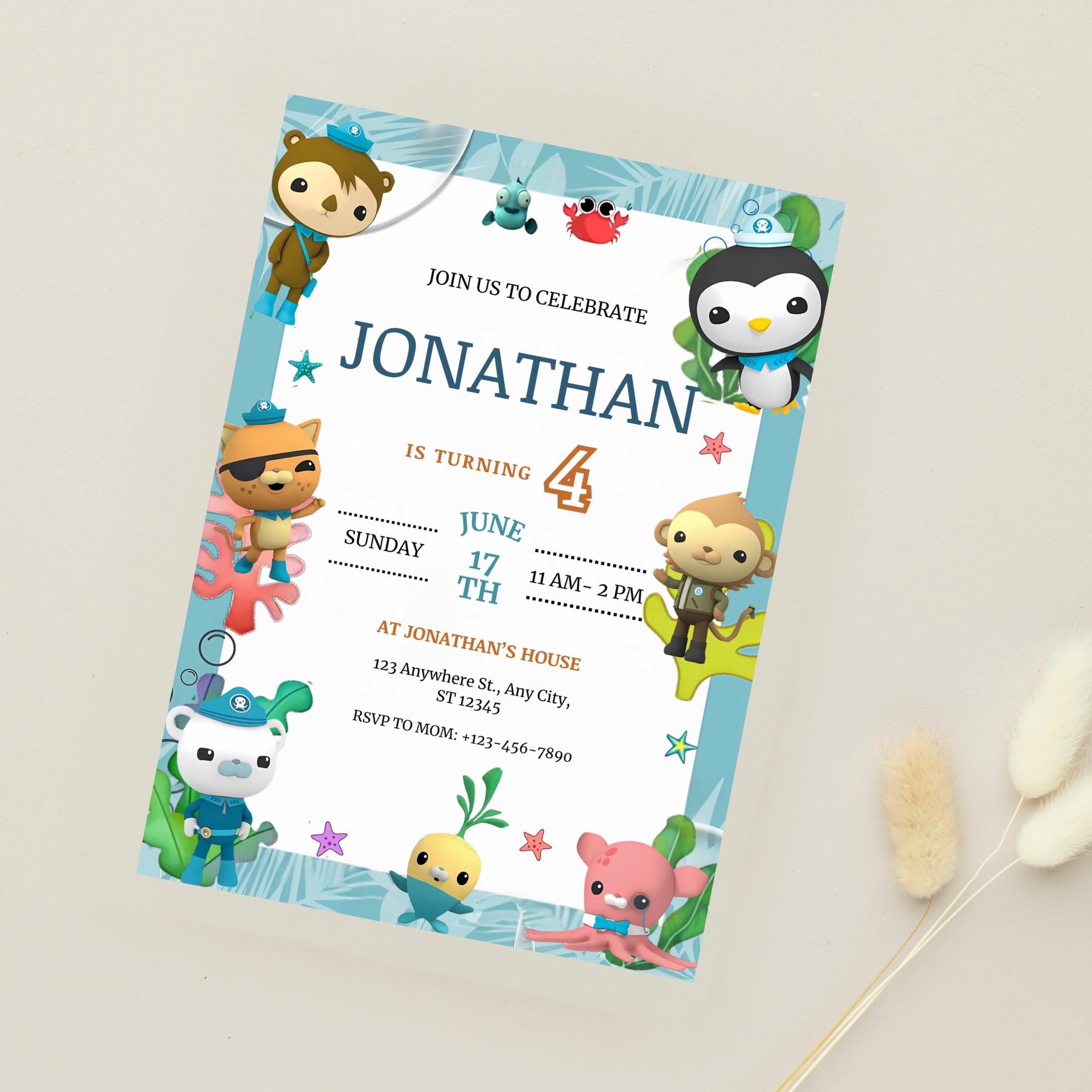 Editable Octonauts Birthday Invitation Template: Sea Adventure Party ...