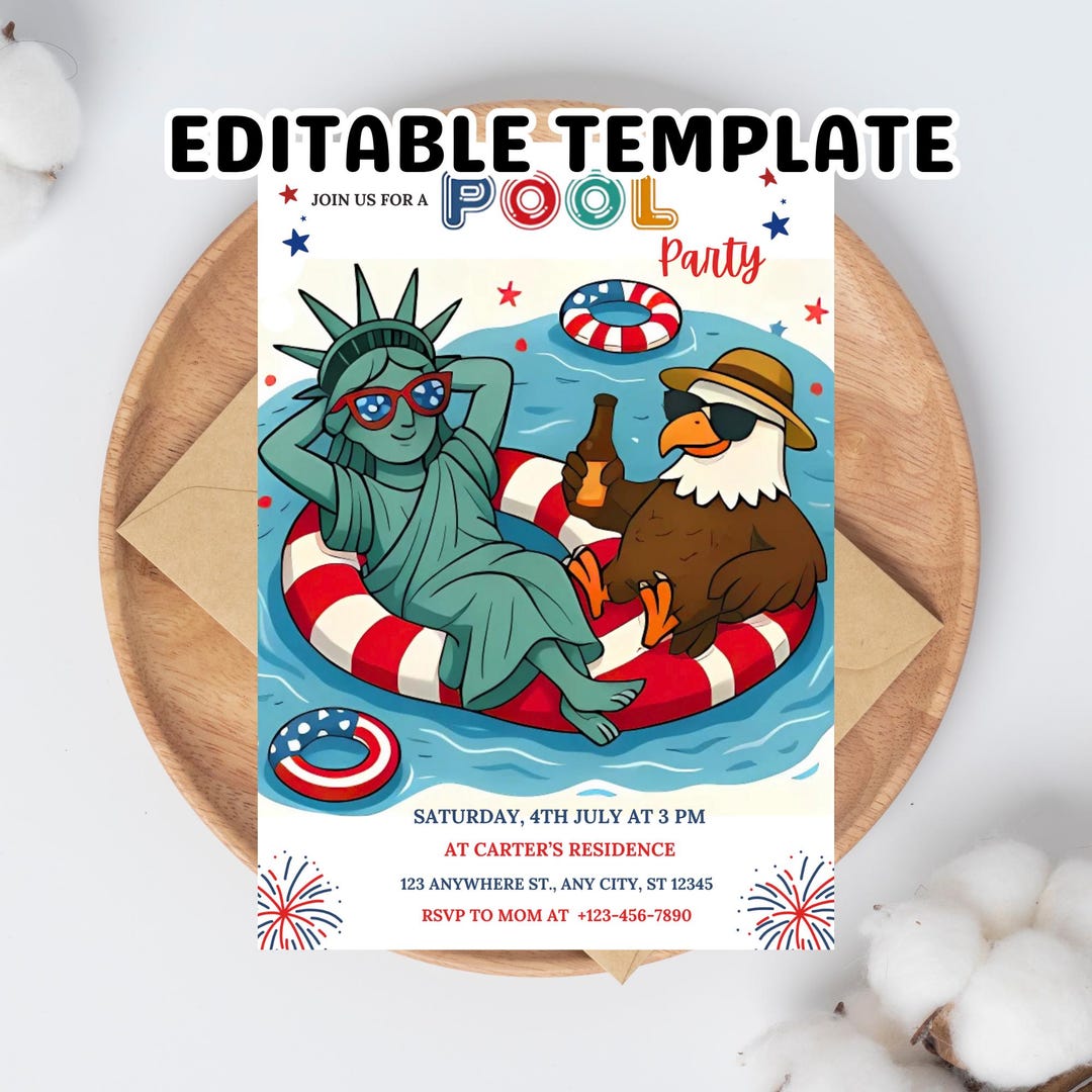 Independence Day Pool Party Invitation: Editable 4th of July Invite (digital Download) - Etsy Canada