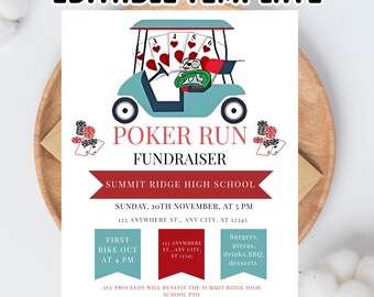 EDITABLE GOLF CART Poker Run Flyer Fundraiser Golfer Charity Event Ad ...