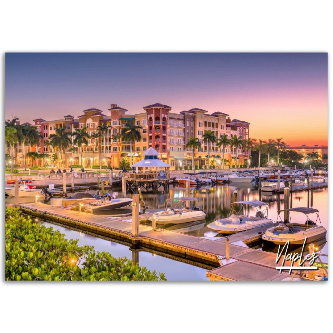 Naples Harbor Poster Sunset Photo: Florida Coastal Wall Art - Etsy
