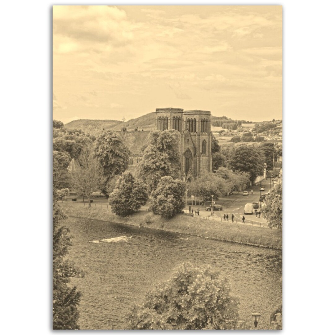 Vintage Inverness Scotland Poster Print Retro Inverness UK Black White ...