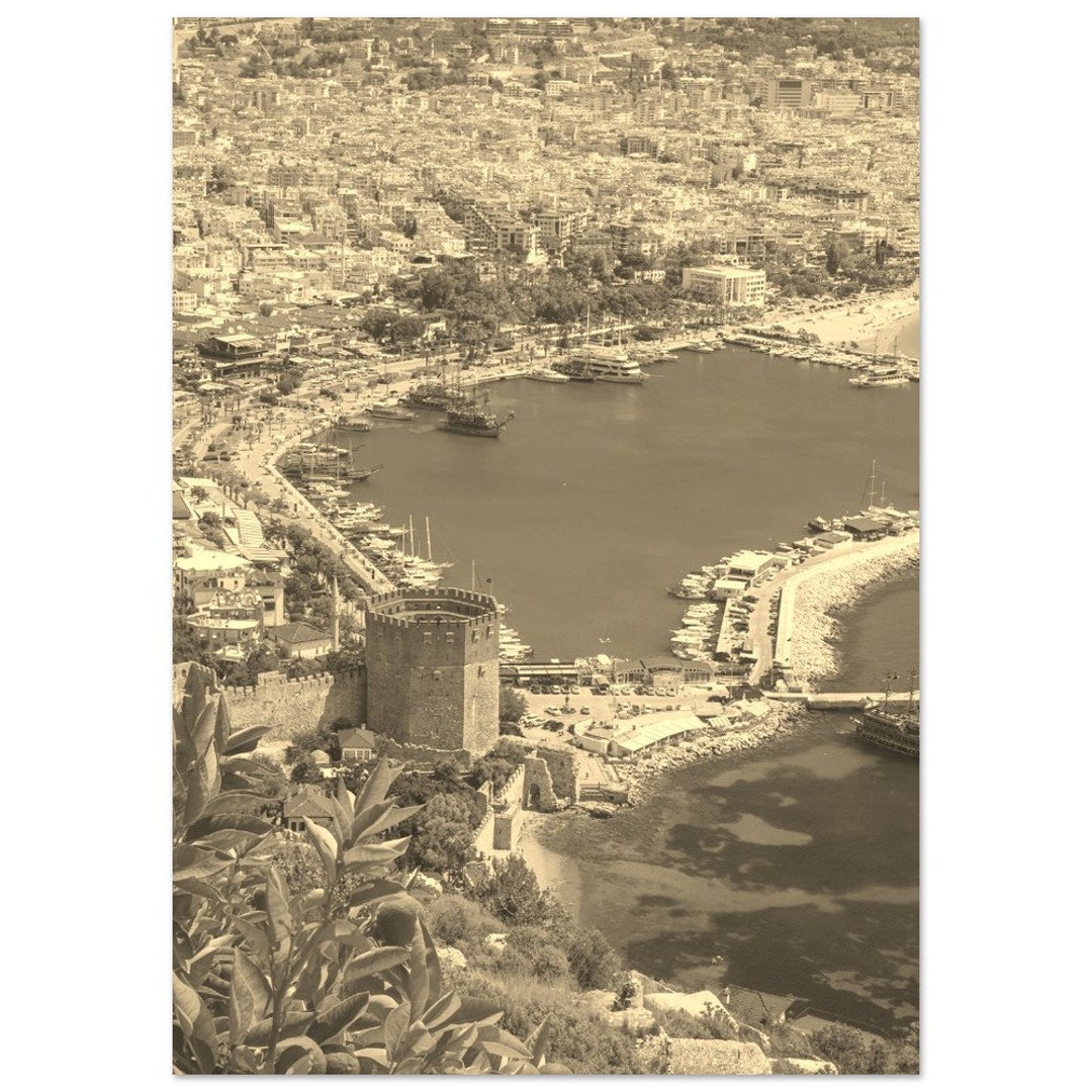 Vintage Alanya Port Turkey Travel Poster Print Wall Art | Retro Alanya ...