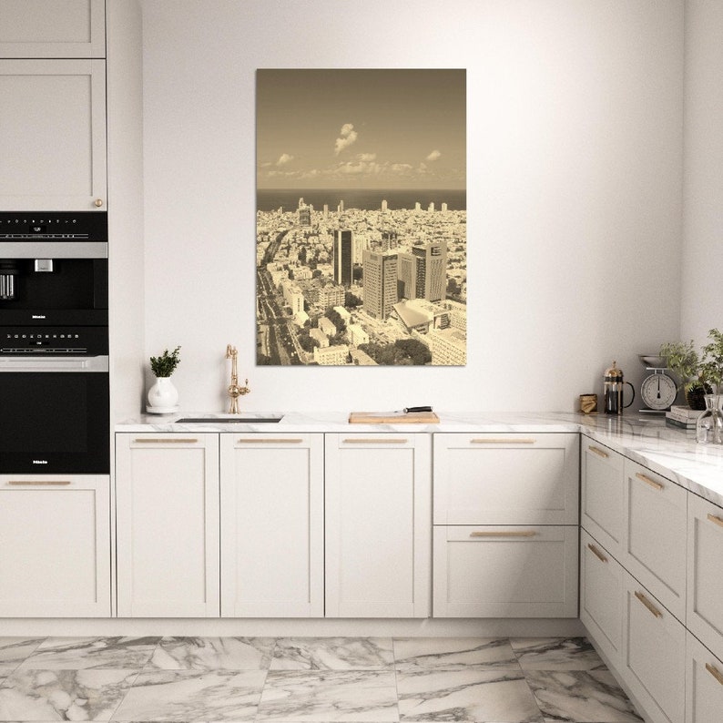 Vintage Tel Aviv Poster Israel Print | Retro Tel Aviv Black White Sepia ...