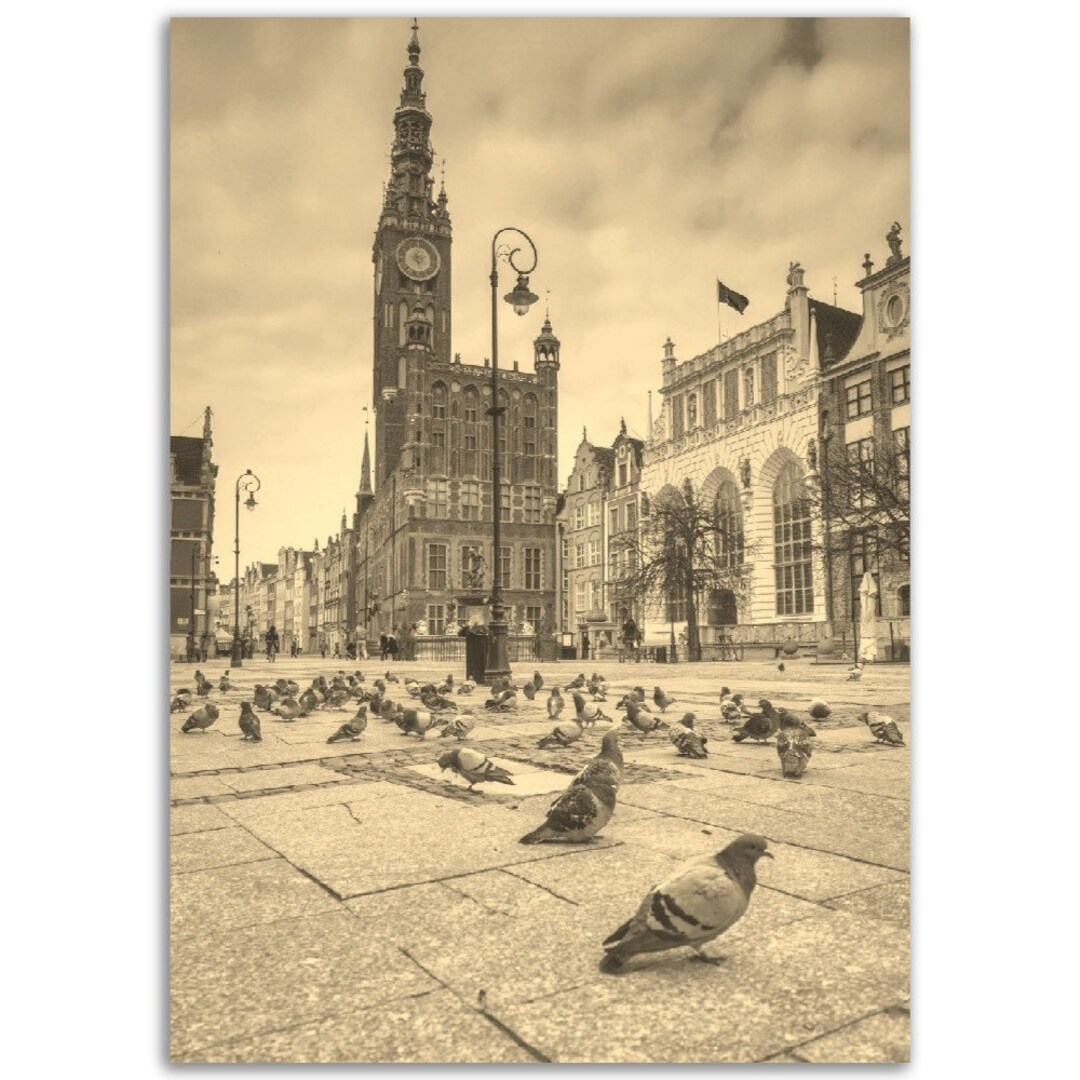 Gdansk Poster Vintage Poland Print | Retro Gdansk Cityscape Sepia Photo ...