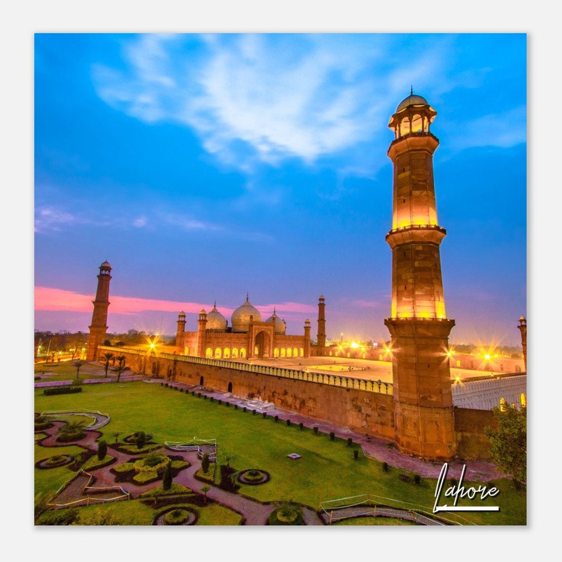Lahore Pakistan Poster Print Wall Art Lahore Badshahi Mosque Home Decor ...