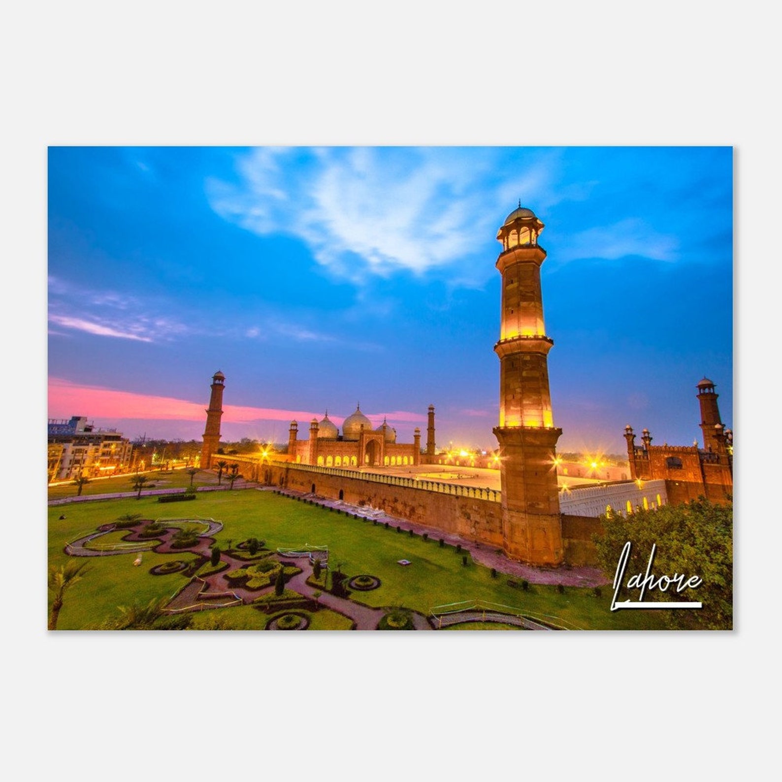 Lahore Pakistan Poster Print Wall Art Lahore Badshahi Mosque Home Decor ...
