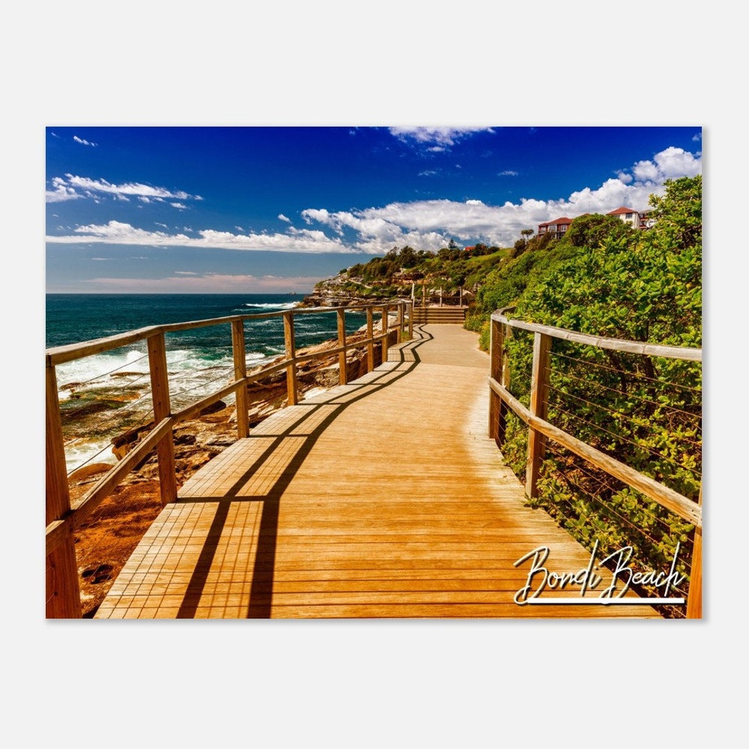 Bondi Beach Australia Travel Poster: Coastal Pedestrian Bridge Art - Etsy
