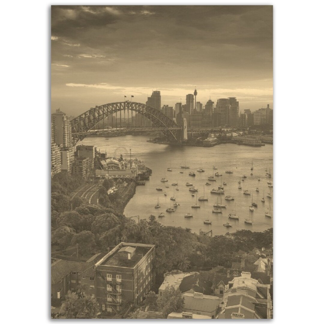 Vintage Sydney Australia Poster Print Retro Sydney Bridge Cityscape ...