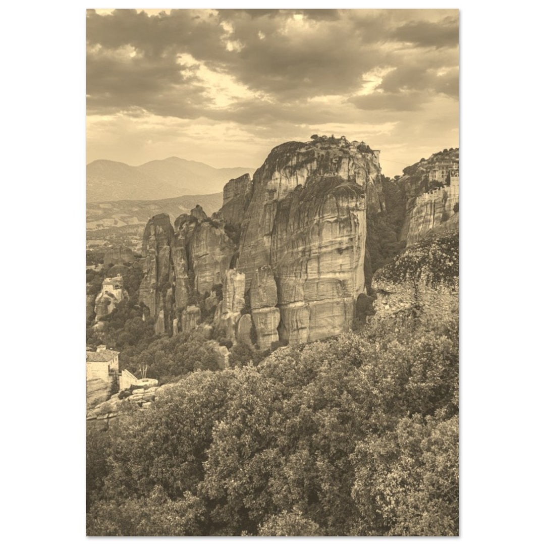 Vintage Meteora Greece Travel Poster Print Wall Art Retro Meteora Rock ...
