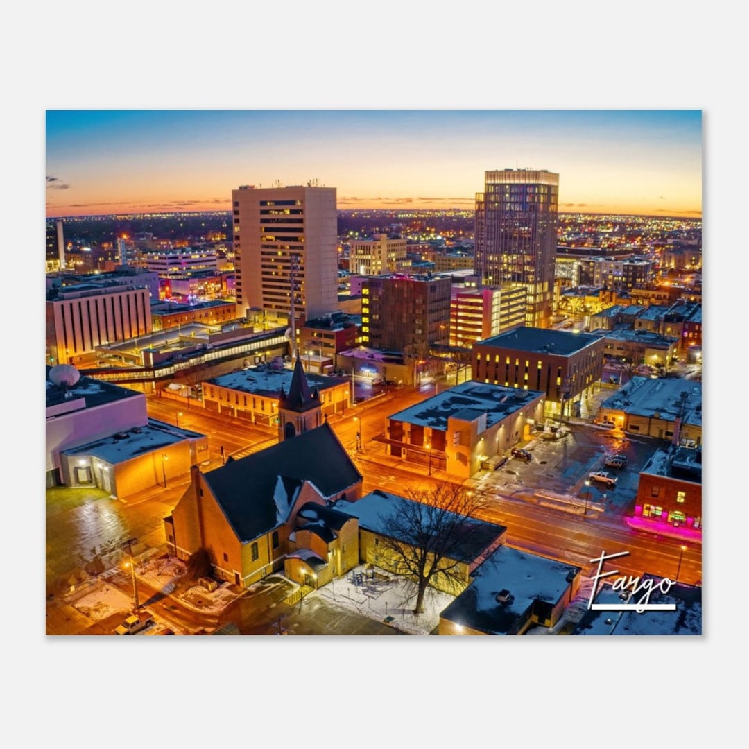 Fargo Skyline North Dakota Poster Print Wall Art | Fargo Cityscape Home ...