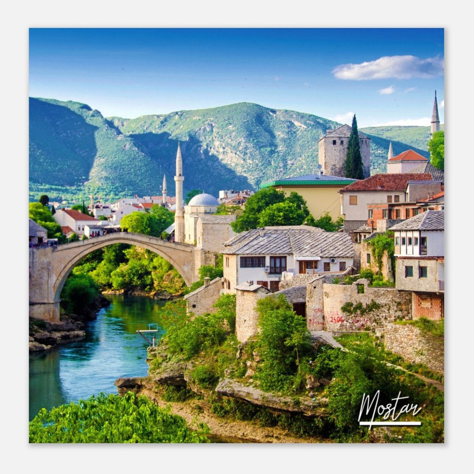 Mostar Bosnia and Herzegovina Poster Print Wall Art | Mostar Home Decor ...