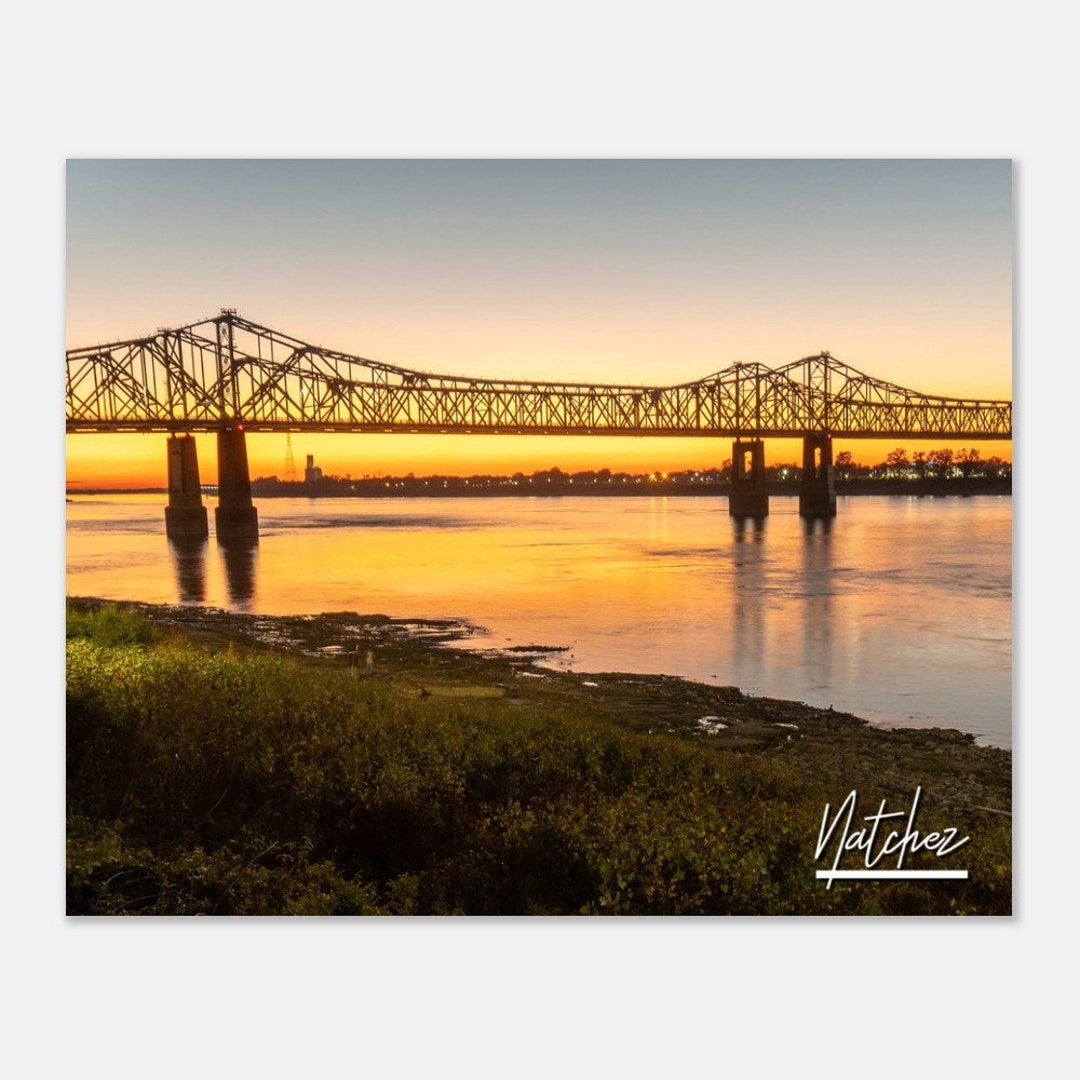 Natchez Bridge Mississippi River Art Print: Coastal Home Decor - Etsy