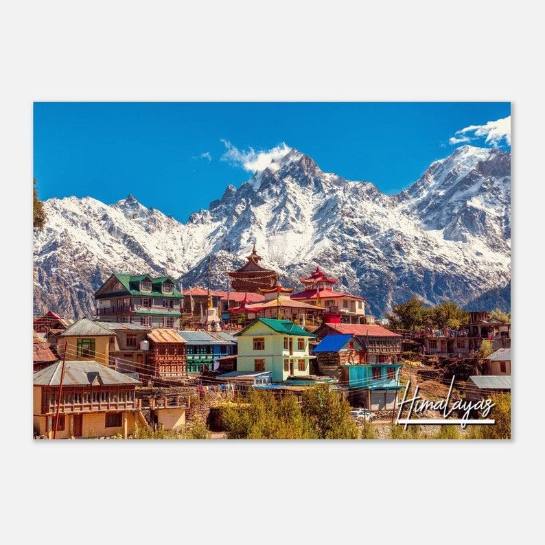 Himalayas Travel Poster: Mountain Village Art Print - Etsy