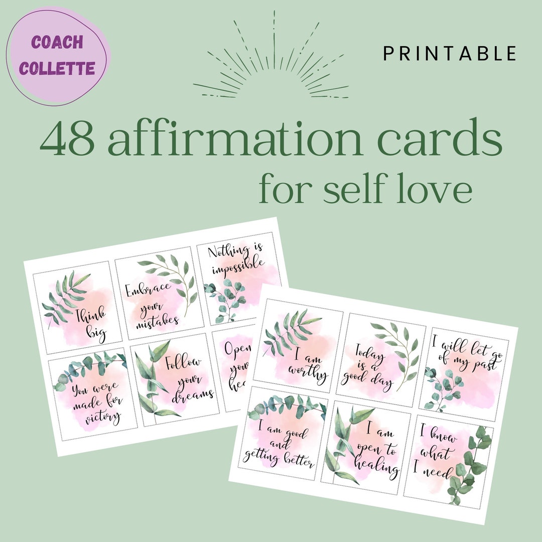 48 Affirmation Cards for Self Love Printable Cards Daily Positive ...