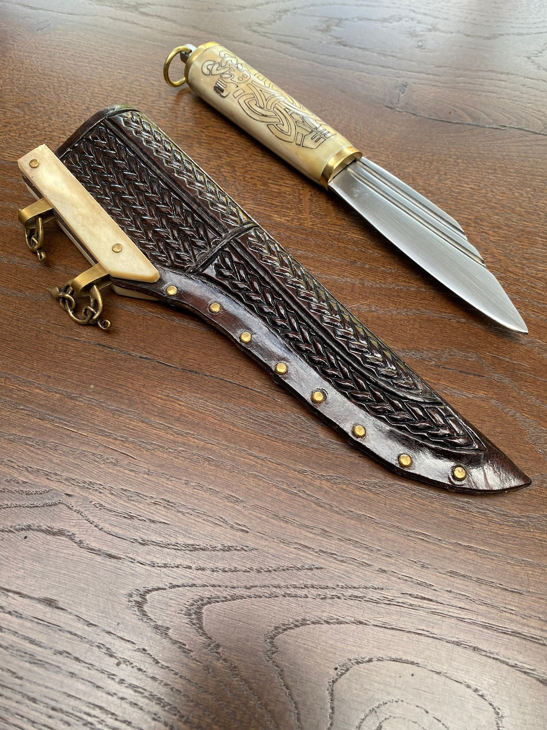 Small Viking Seax, Bone Grip in Borre Style, 9th/10th Century. EN45 ...