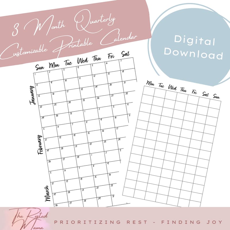 Quarterly Calendar - Etsy