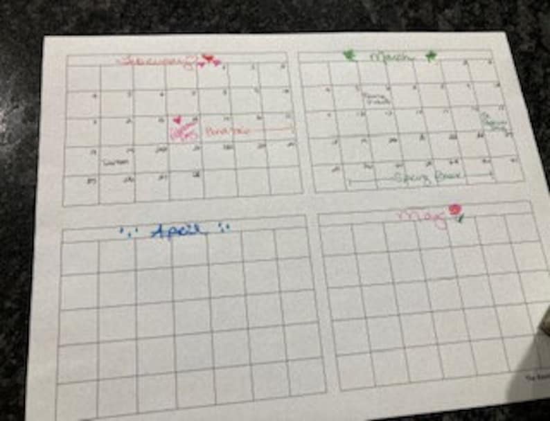 4 Month Calendar Customizable Printable - Etsy