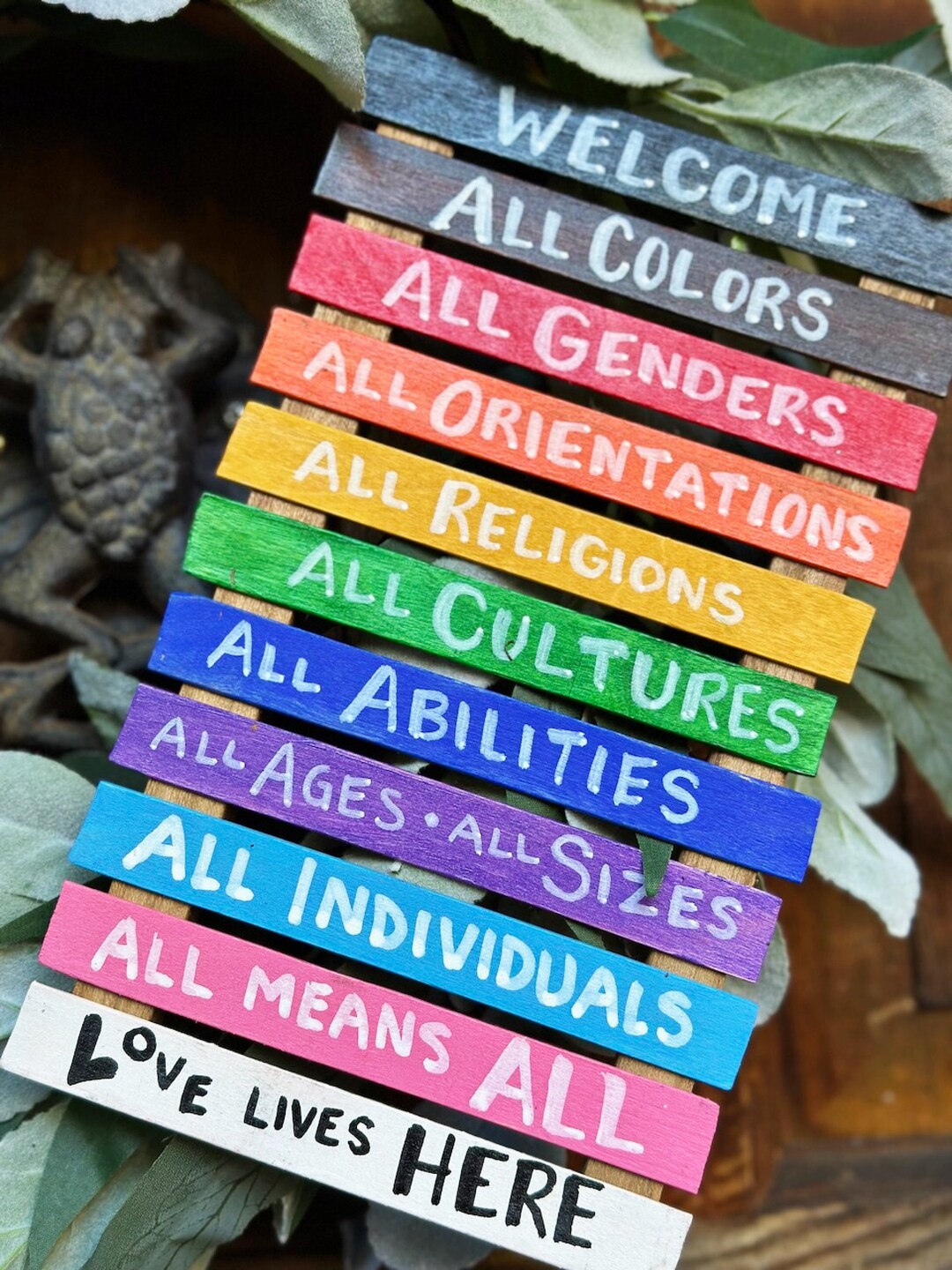 Add Rainbow Welcome Sign With Wreath Purchase Colorful - Etsy