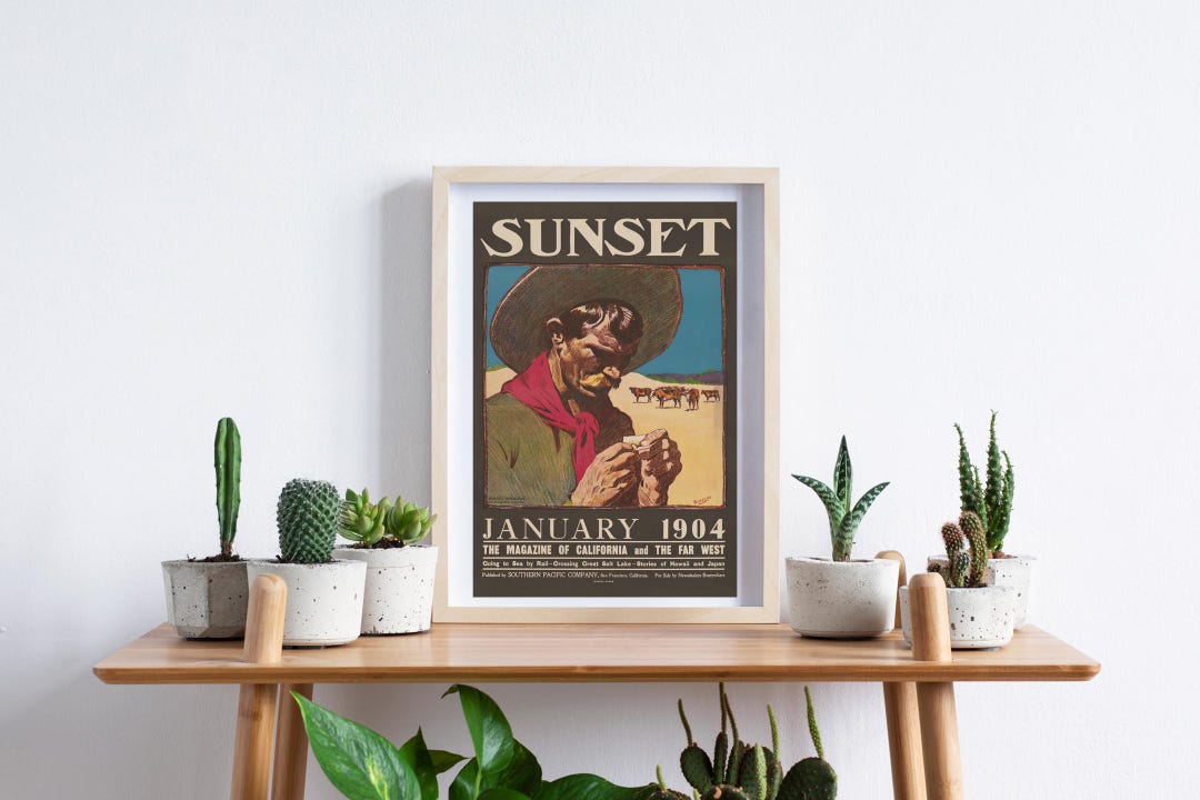 Vintage Cowboy Print • 1904 Wild West Poster • Western Wall Art ...