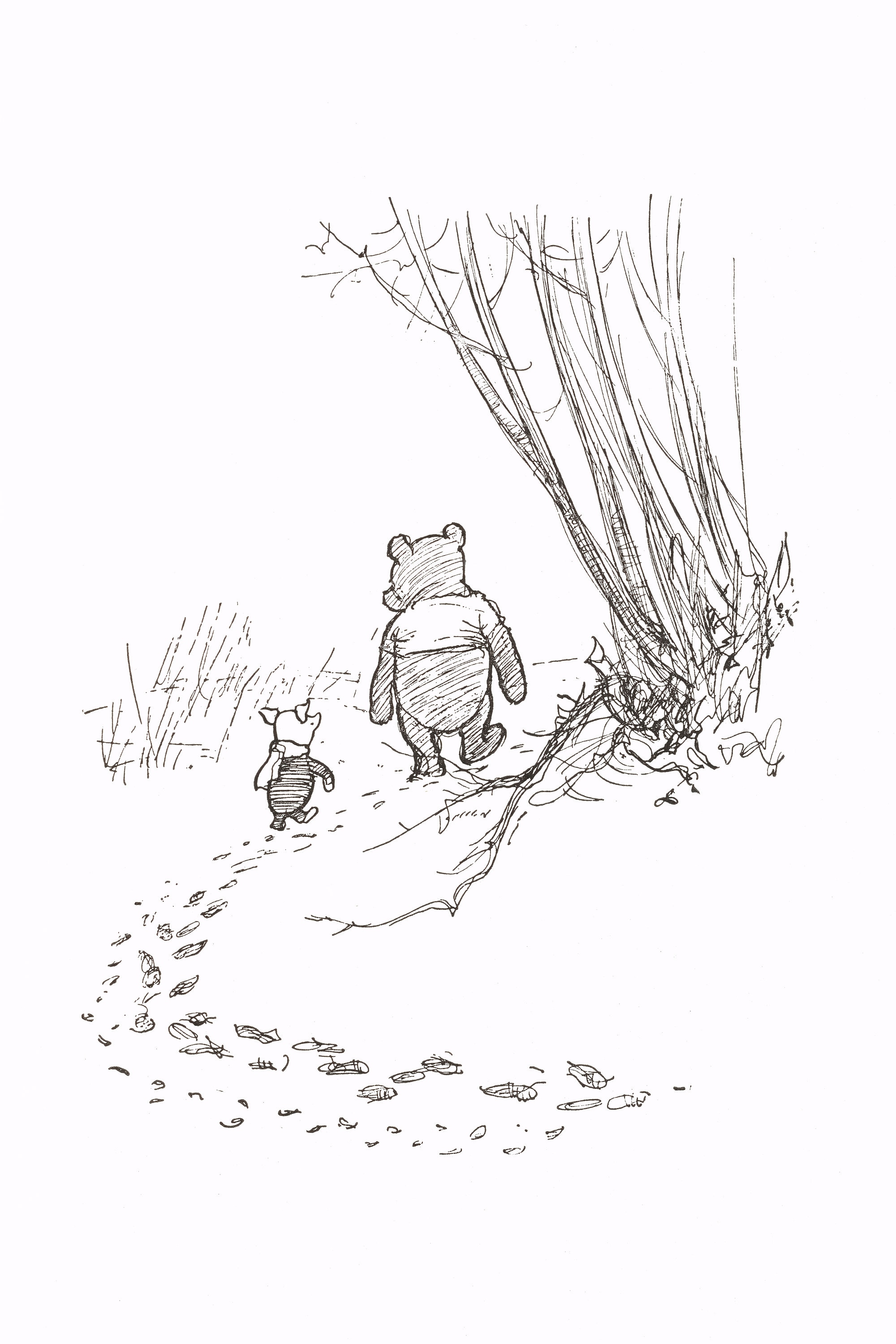 Winnie the Pooh in a Tree Piglet & Winnie the Pooh Walking 1920s ...
