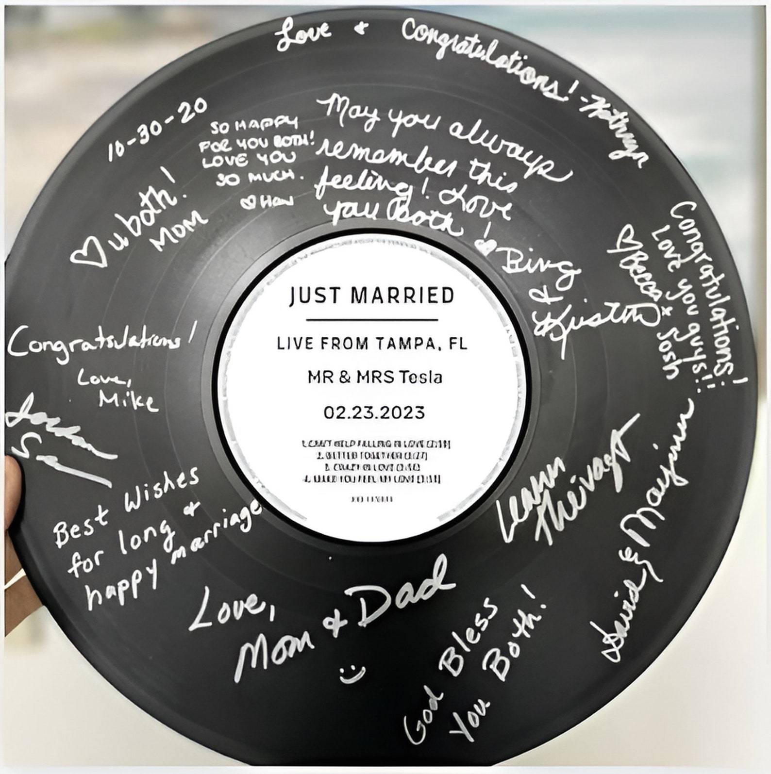 Record Player for Wedding Guestbook, Personalized Record Label, Custom ...