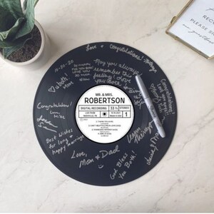 Record Player for Wedding Guestbook, Personalized Record Label, Custom ...