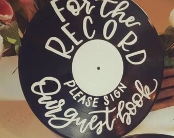 Record Player for Wedding Guestbook, Personalized Record Label, Custom ...