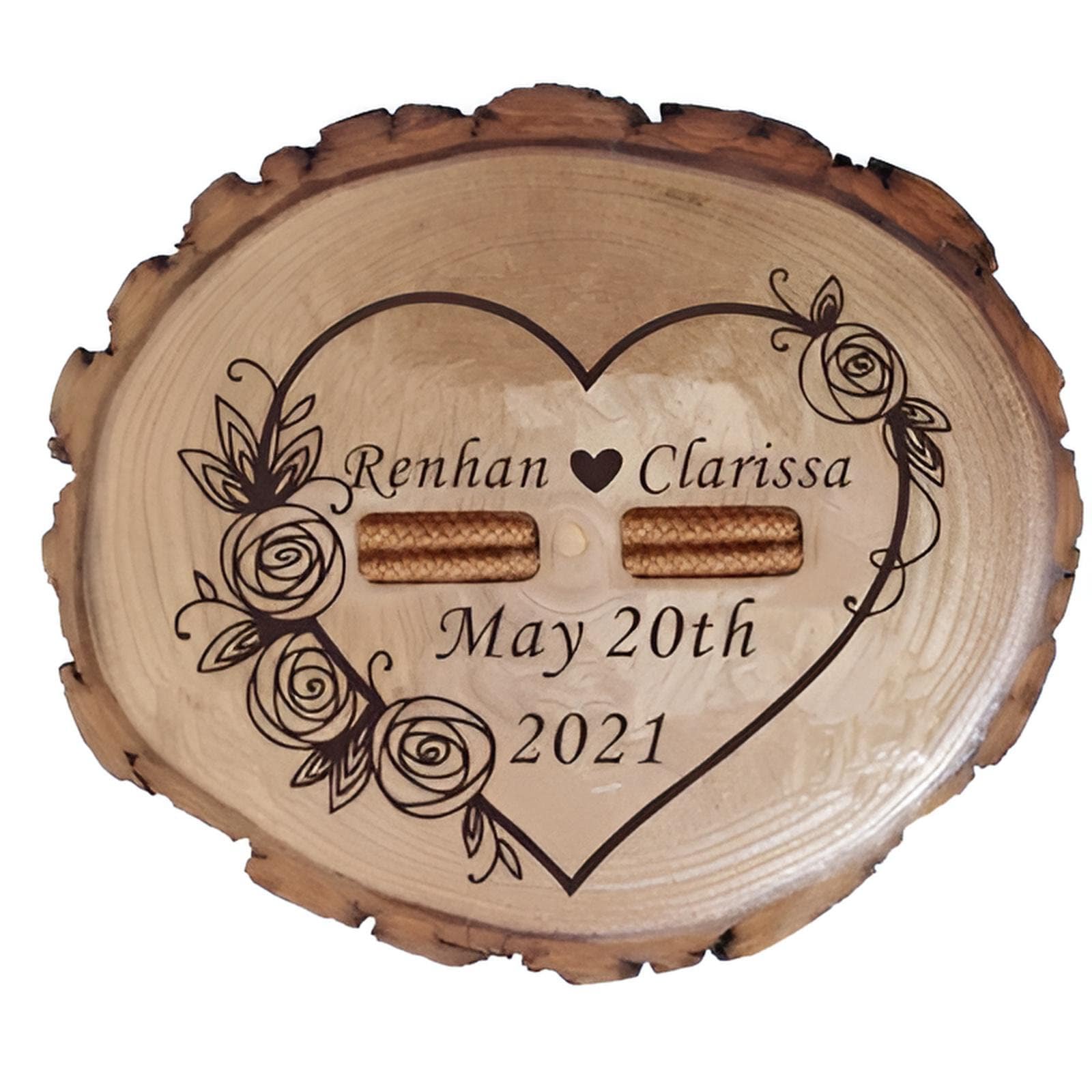Personalized Ring Box Wedding Ring Set His and Her, Custom Rustic Wood ...