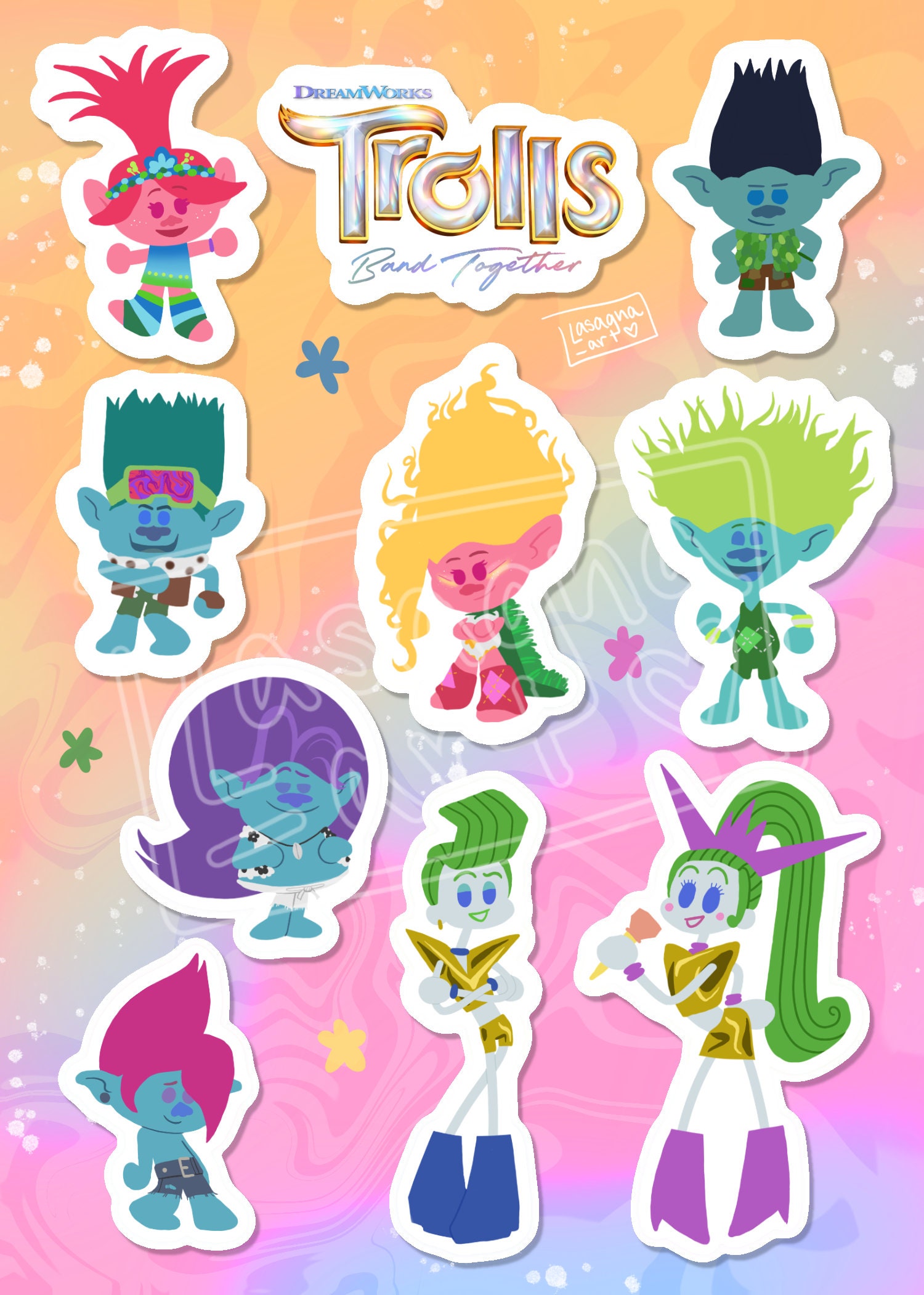 Trolls Band Together Sticker Sheet - Etsy