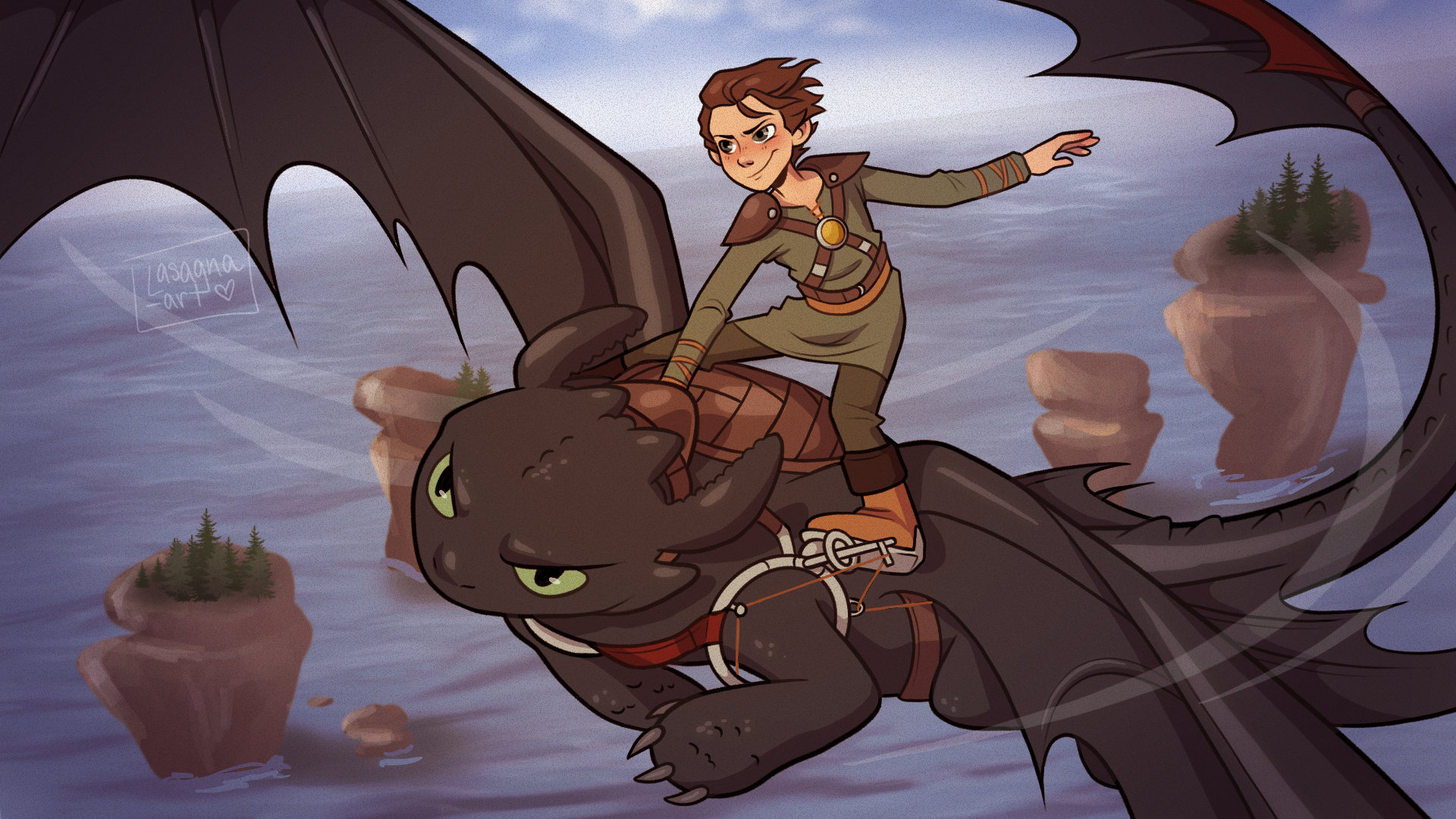 Hiccup and Toothless HTTYD Art Print - Etsy