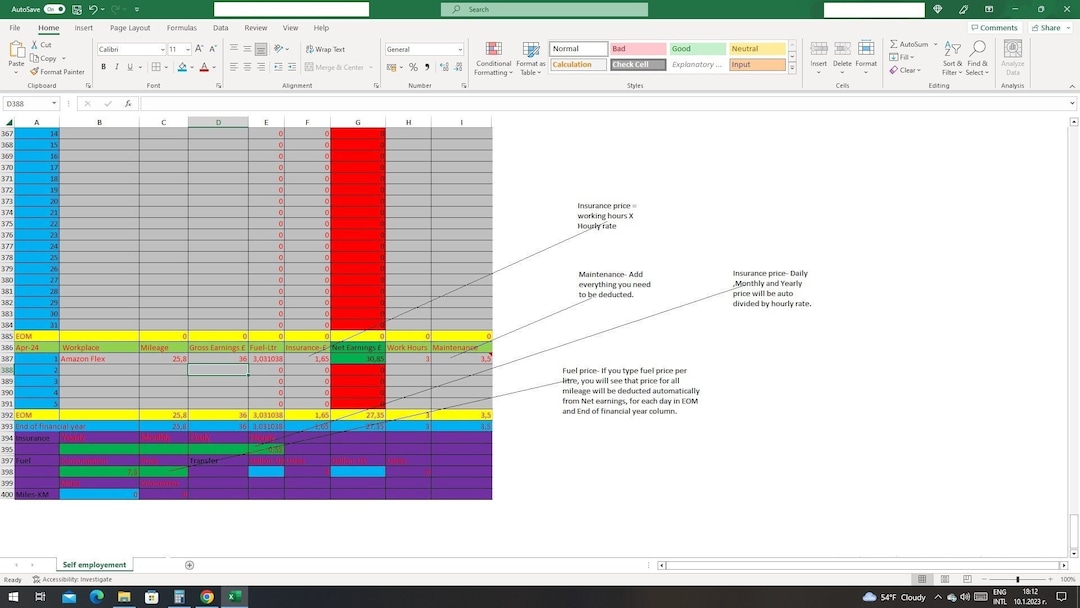 Self Employed, Delivery Driver Expenses and Earnings Spreadsheet - Etsy