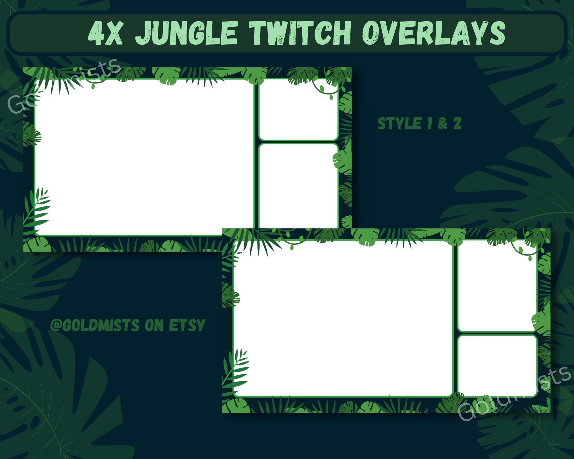ULTIMATE Twitch Pack Jungle Style 4x Overlays, 4x Animated Screens, 15 ...