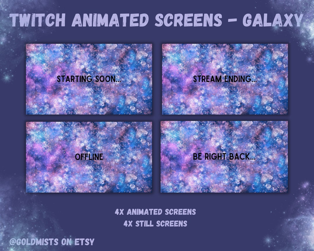 Cute Animated Twitch Screens | Galaxy Set - Etsy