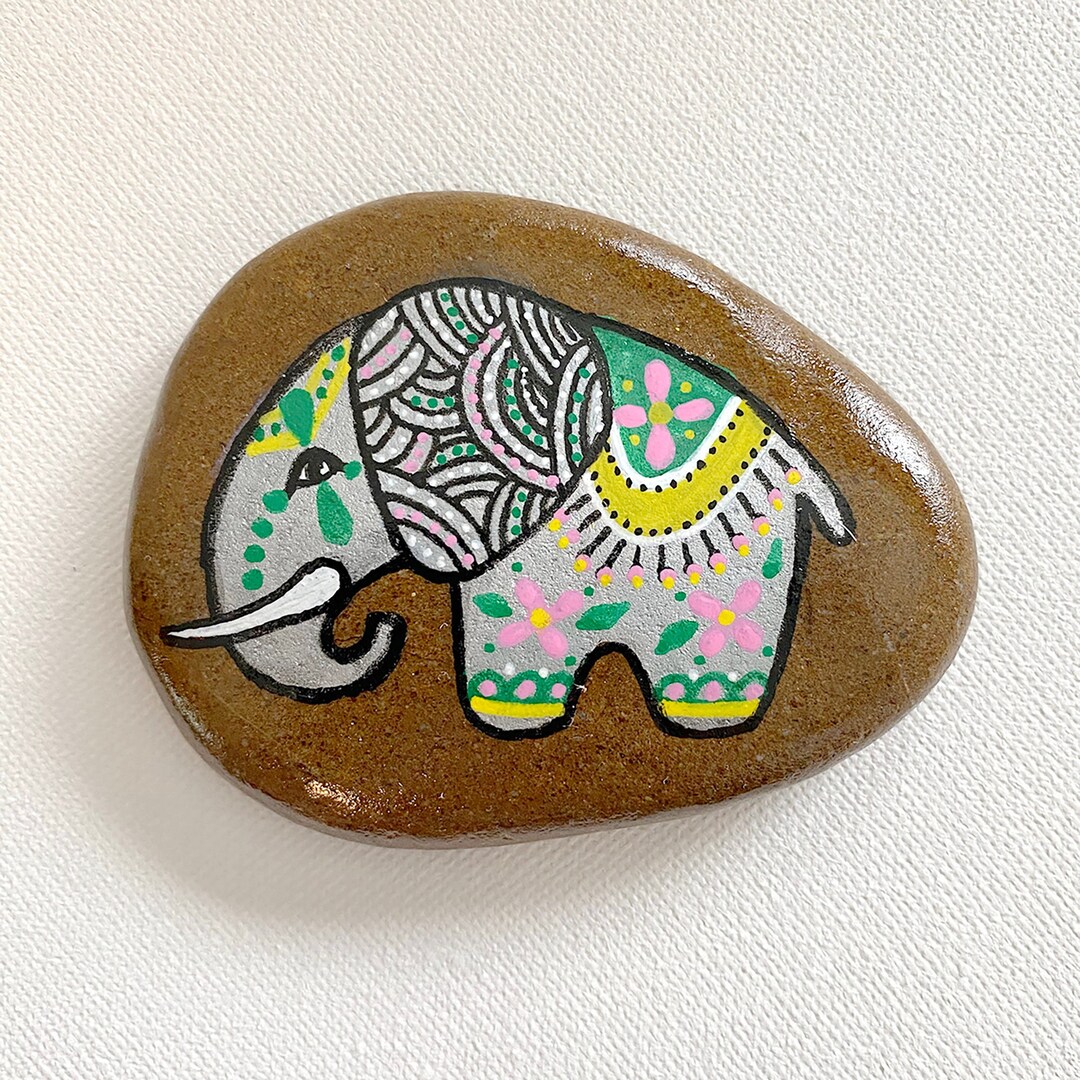 Painted Silver Elephant Rock - Etsy