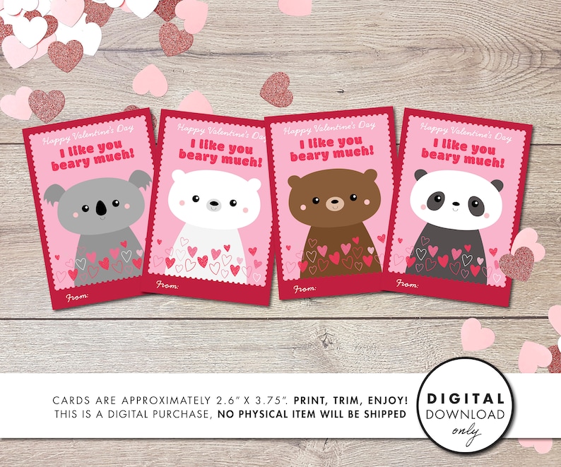 Bear Valentine - PRINTABLE - Instant Download - Etsy