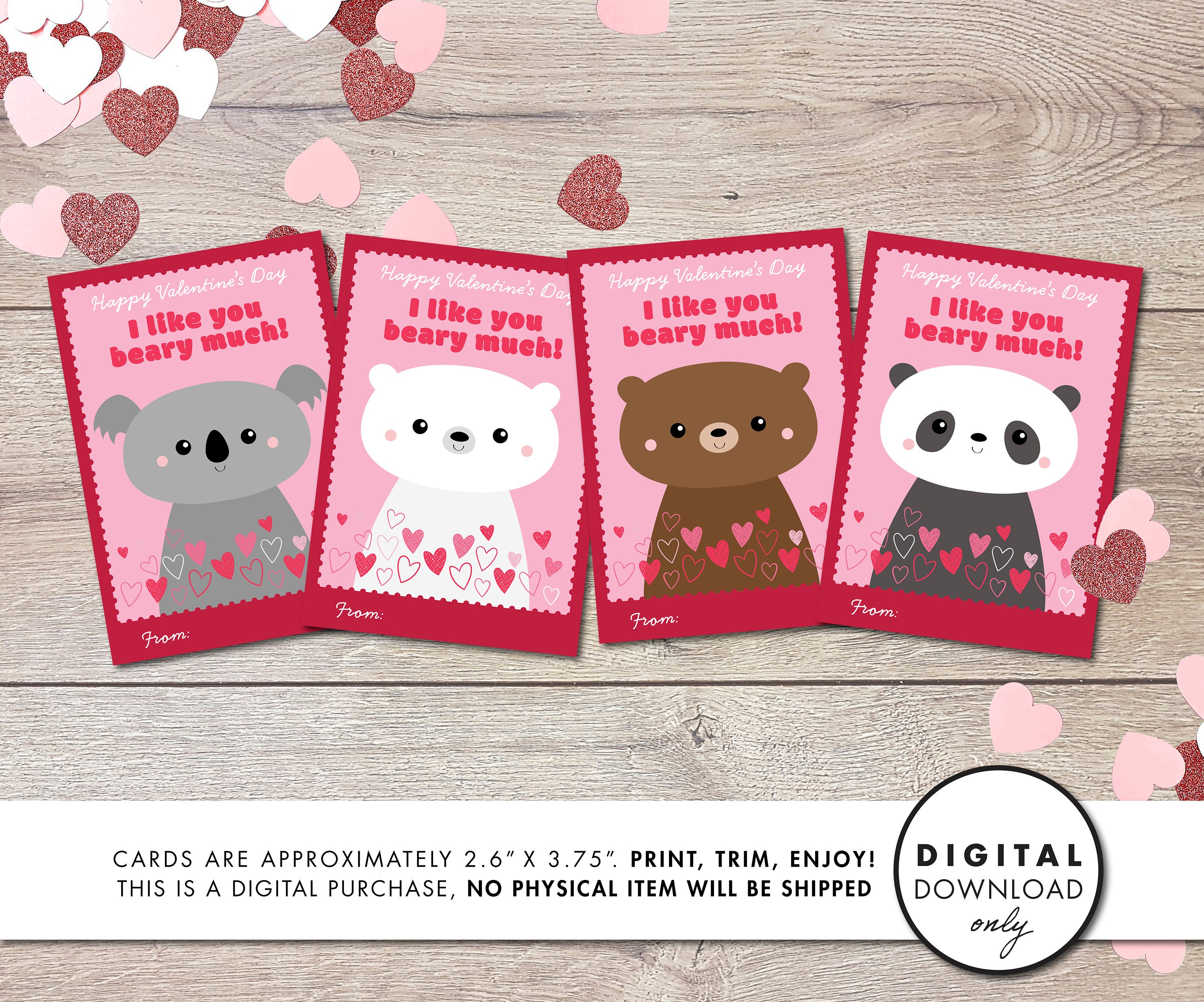 Bear Valentine - PRINTABLE - Instant Download - Etsy