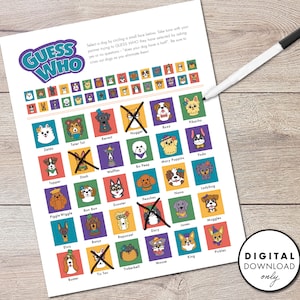 Dog Guess Who Dry Erase Game PRINTABLE Digital Download - Etsy