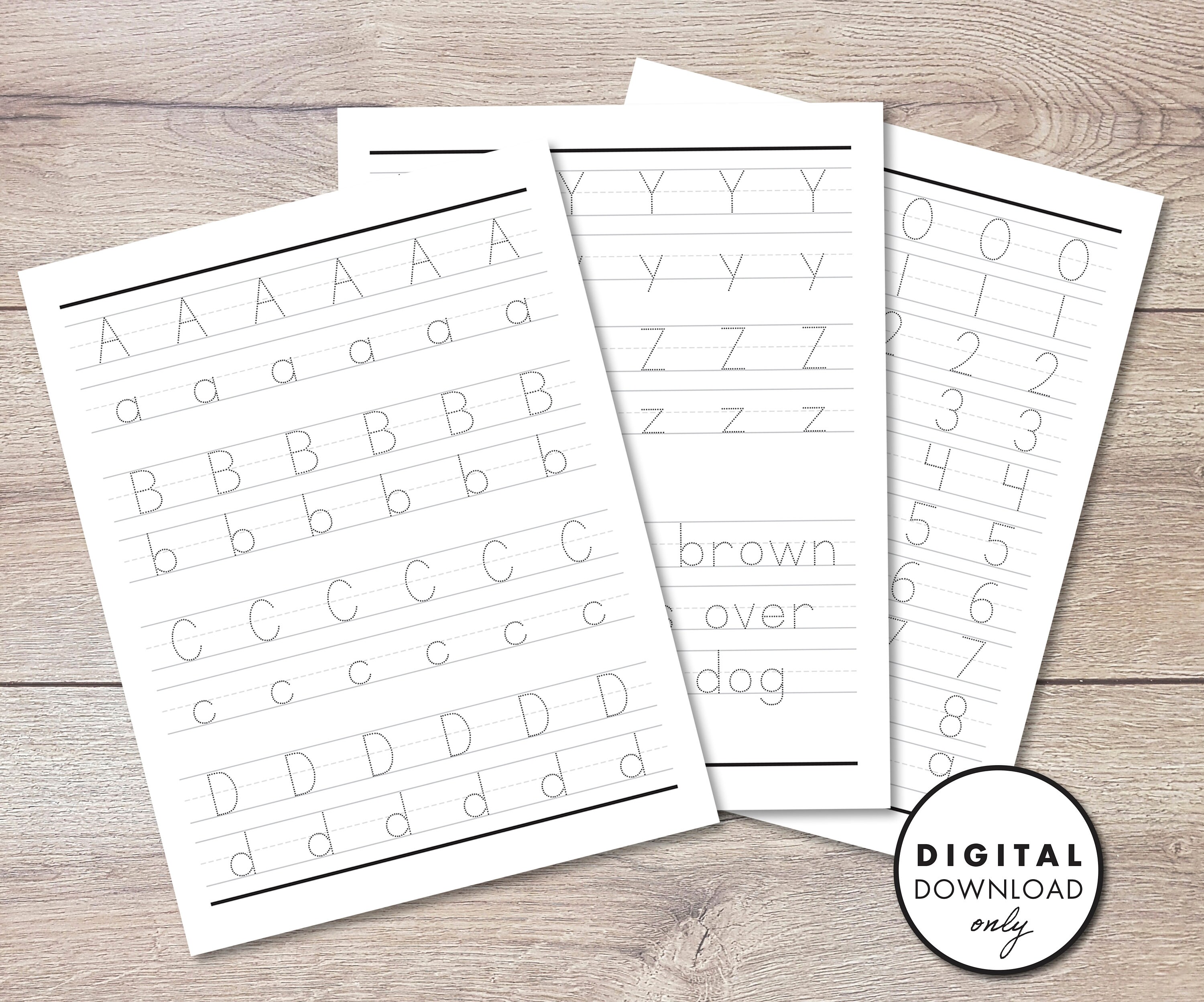 Traceable Letters & Numbers Worksheets - PRINTABLE - Instant Download ...