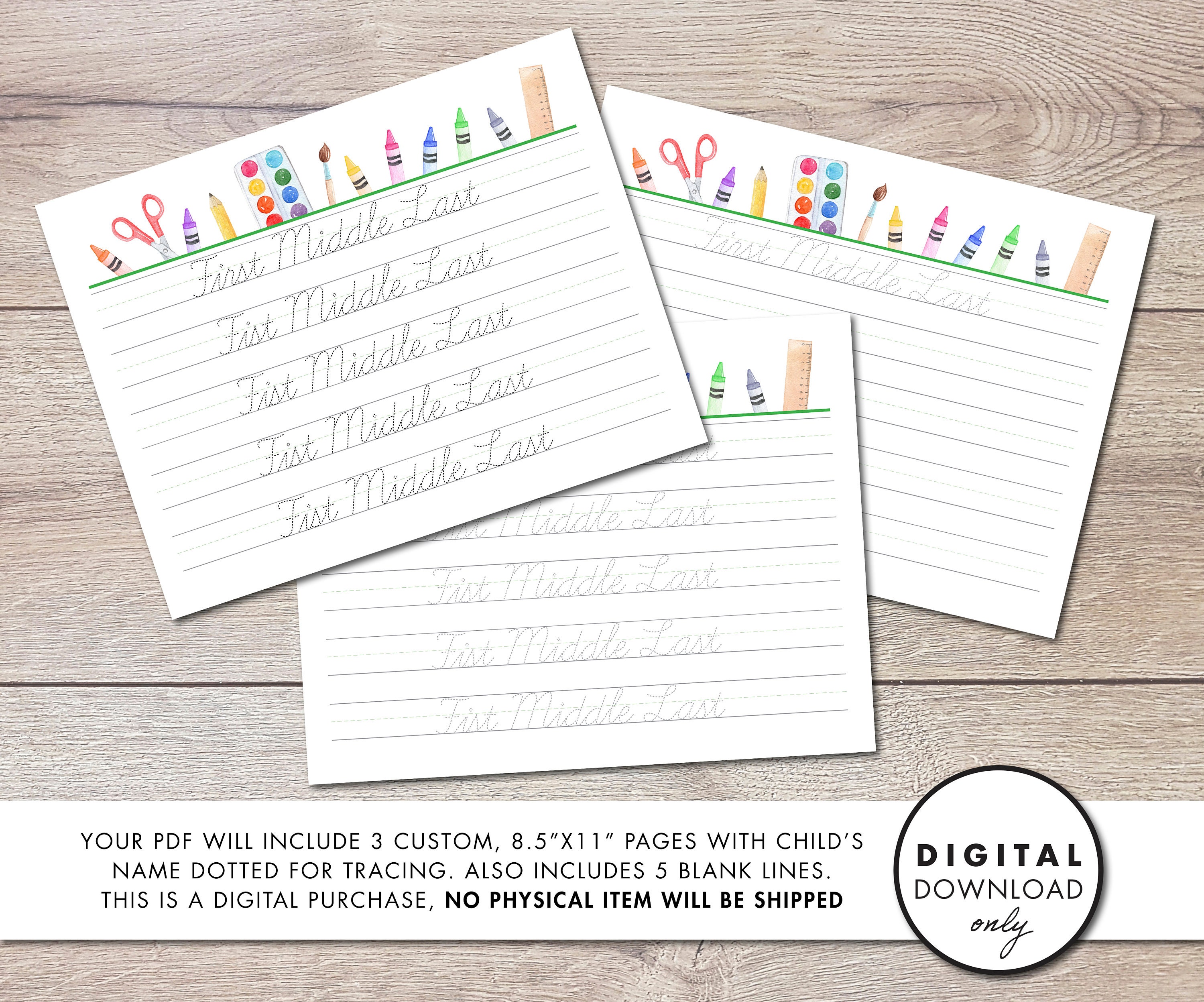 Custom Traceable Cursive Name Sheets - PRINTABLE - Dry Erase - Digital ...