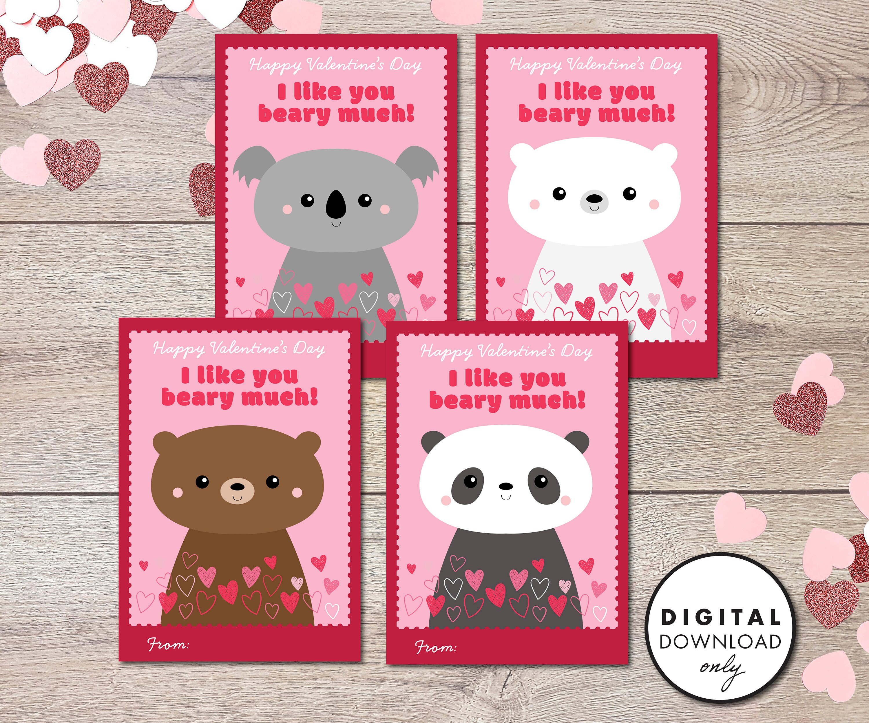 Bear Valentine - PRINTABLE - Instant Download - Etsy