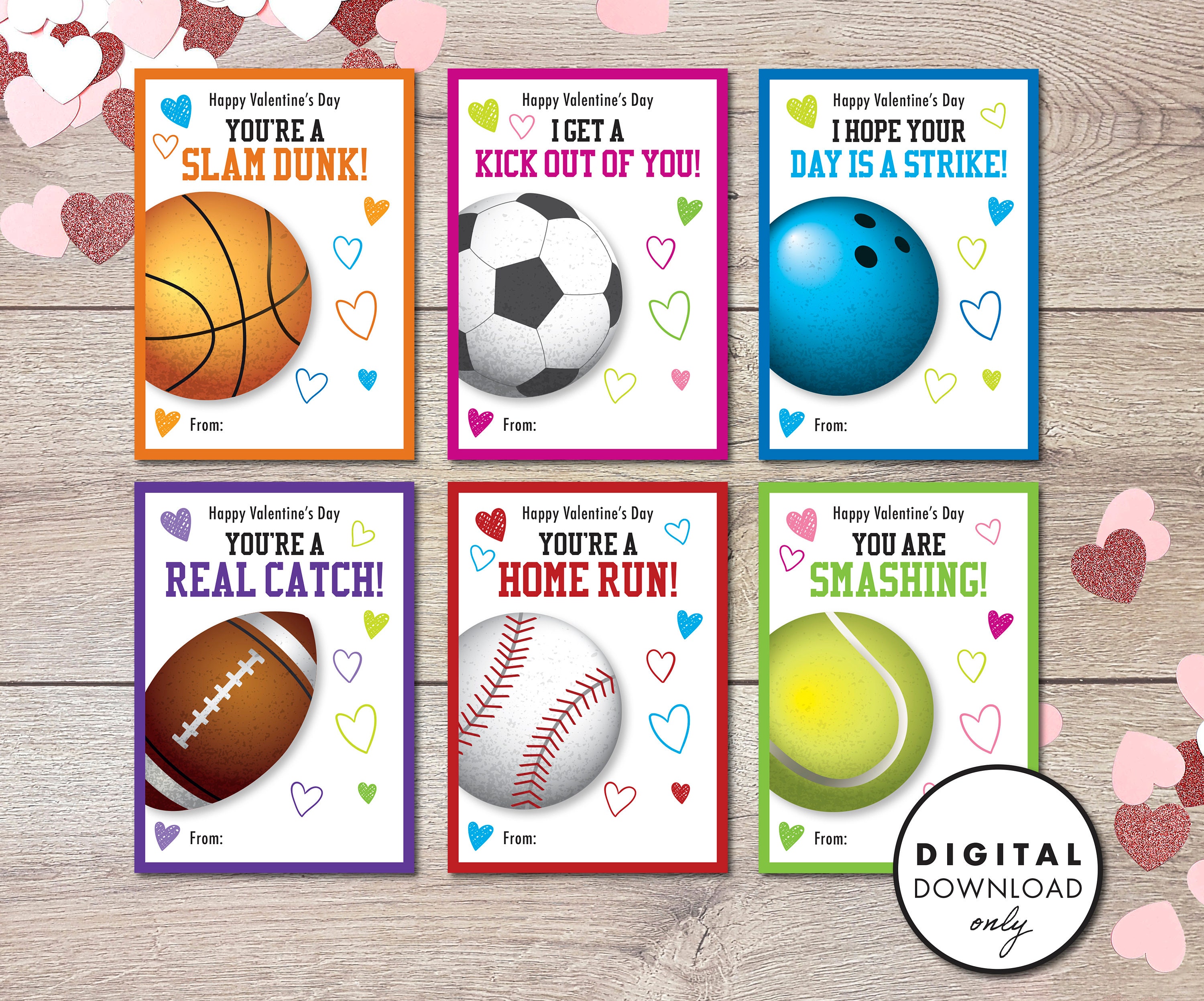 Sports Themed Valentine - PRINTABLE - Instant Download - Etsy