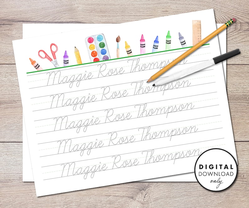 Custom Traceable Cursive Name Sheets - PRINTABLE - Dry Erase - Digital ...