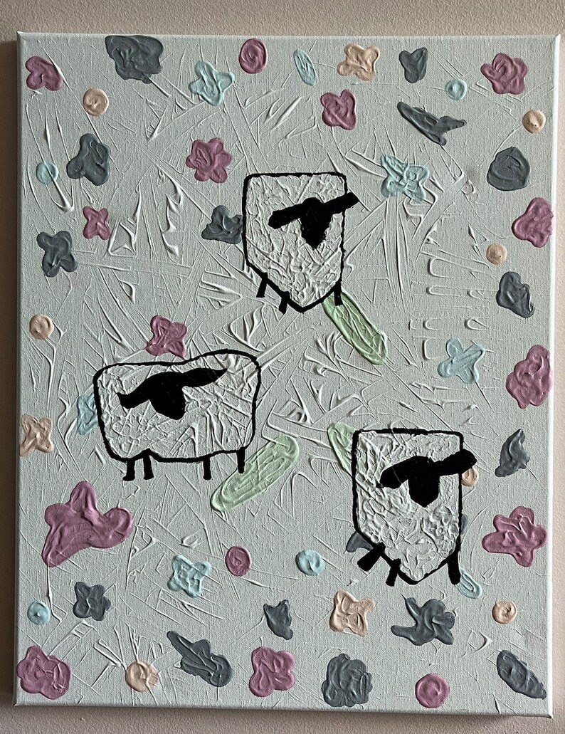 Textured Pastel Sheep Painting - Etsy