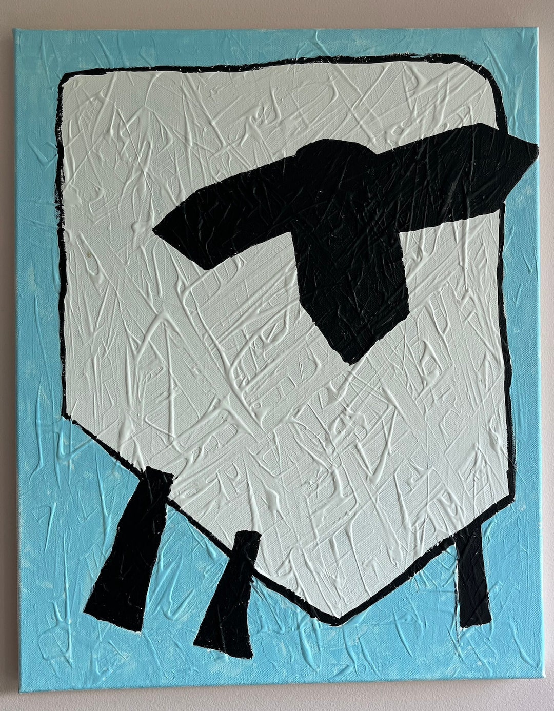 Sheep on Blue Background - Etsy UK