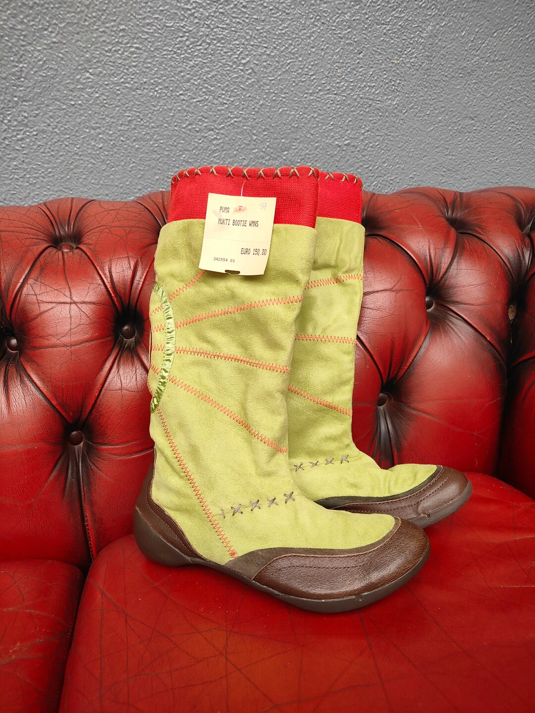 Vintage Puma Nuala NOS Bright Green Red and Brown Shoes Size - Etsy